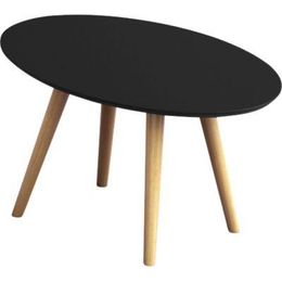 Beistelltisch SCANDI, oval, 4-Fu&szlig; Gestell aus Massivholz, B 650 x T 400 x H 350 mm, schwarz/Buche