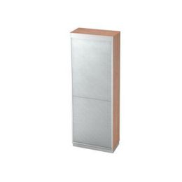 Rollladenschrank 5 OH, B 800 x T 420 mm, Nussbaum-Dekor/silber
