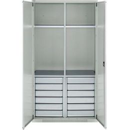 Sch&auml;fer Shop Sch&auml;fer Shop Genius Materialschrank FS, 5 OH, abschlie&szlig;bar, 4 Fachb&ouml;den/12 Sch&uuml;be, bis 450 kg, B 1055 x T 520 x H 1950 mm, Stahl, lichtgrau/lichtgrau