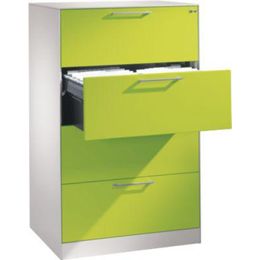 H&auml;ngeregistraturschrank ASISTO C 3000, 4 Schubladen, 2-bahnig, B 800 mm, wei&szlig;/viridingr&uuml;n