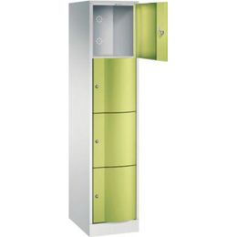 C+P Schlie&szlig;fachschrank Resisto, 1 Abteil, 4 F&auml;cher, B 396 x T 540 x H 1950 mm, Lichtgrau/Clowngr&uuml;n