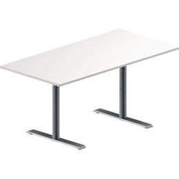 Sch&auml;fer Shop Sch&auml;fer Shop Genius Konferenztisch MODENA FLEX, Rechteck, T-Fu&szlig; Rundrohr, B 1600 x T 800 x H 650-850 mm, wei&szlig;/wei&szlig;aluminium RAL 9006