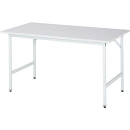 Rau ESD-Arbeitstisch Jerry, manuell h&ouml;henverstellbar, 28 mm Spanplatte mit Melaminbelag, bis 300 kg, B 1500 x T 800 x H 800-850 mm, lichtgRau