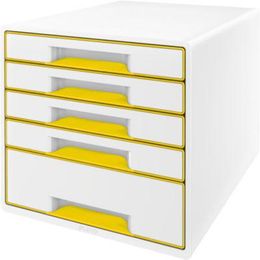 Leitz&reg; Schubladenbox WOW CUBE 5214, 5 Sch&uuml;be, DIN A4, Polystyrol, gelb