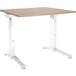 Sch&auml;fer Shop Sch&auml;fer Shop Genius Schreibtisch ERGOSTYLE S, manuell h&ouml;henverstellbar, Rechteck, C-Fu&szlig;, B 1200 x T 800 x H 675-895 mm, eiche/wei&szlig;