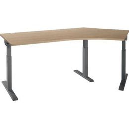 Sch&auml;fer Shop Sch&auml;fer Shop Select Winkelschreibtisch ERGO-T 2.0, 135&deg; Winkel, Ansatz rechts, T-Fu&szlig;, B 2165 x T 800 x H 675-895 mm, Eiche/anthrazit