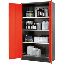 Chemikalienschrank ASECOS CS-CLASSIC ASECOS, Fl&uuml;gelt&uuml;r, 3 B&ouml;den, 1055x520x1950 mm, verkehrsrot
