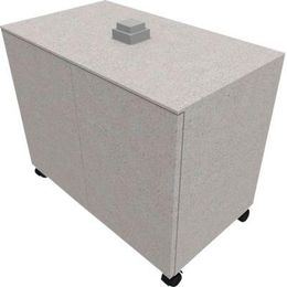 Anstellcontainer SOLUS PLAY, fahrbar, 2 Fl&uuml;gelt&uuml;ren, B 800 x T 500 x H 720 - 1080 mm, Ceramic grey