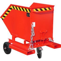 Sp&auml;ne-Kippbeh&auml;lter Bauer SKW-ET 250, Stahl, rot, B 1115 x T 820 x H 990 mm, 250 l, bis 300 kg, Rollen, manuelles Kippen, mit Einfahrttaschen