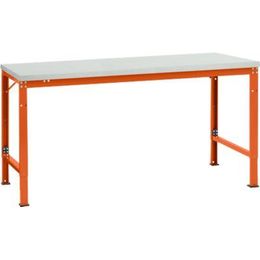 Manuflex Grundtisch UNIVERSAL Spezial, 1750 x 1000 mm, Melamin lichtgrau, rotorange