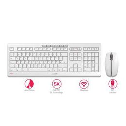 Funktastatur mit Maus Cherry STREAM DESKTOP, extraleise QWERTZ-Tastatur, Maus mit 6 Tasten & Scrollrad, 1000-2400 dpi, bis 10 m, USB-Empf&auml;nger, wei&szlig;