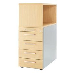 Sch&auml;fer Shop Sch&auml;fer Shop Genius Standcontainer mit Aufsatzregal, abschlie&szlig;bar, eckiger Griff, ahorn