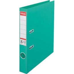 Ordner ESSELTE&reg; No. 1, A4, R&uuml;ckenbreite 50 mm, f&uuml;r ca. 350 Blatt, Hebelmechanik, R&uuml;ckenschild, Griffloch & Raumsparschlitze, FSC&reg;-Karton, hellgr&uuml;n