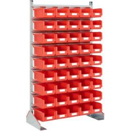 St&auml;nderregal einseitig, B 1130 x T 500 x H 1885 mm, 45 x 7,5 l, rot