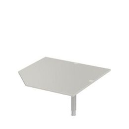 Systemwinkelplatte CAD ERGO-T 2.0, mit St&uuml;tzfu&szlig;, B 1200 x T 1200/800 x H 718-898 mm, lichtgrau/wei&szlig;aluminium