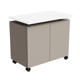 Anstellcontainer SOLUS PLAY, fahrbar, 2 Fl&uuml;gelt&uuml;ren, B 800 x T 500 x H 720 - 1080 mm, Stone grey