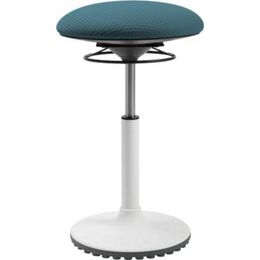 Topstar Sitz-/Stehhocker BBT-Coach, Sitzfl&auml;che drehbar, Standfu&szlig; aus thermoplastischem Polyurethan (TPU), Sitzh&ouml;he 520-720 mm, petrolblau/wei&szlig;