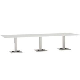 Konferenztisch, bis 12 Personen, Rechteck, Standfu&szlig;, B 3500 x T 1000 x H 720-820 mm, wei&szlig;/silber
