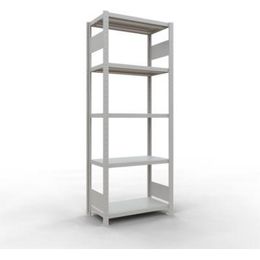SCHULTE LAGERTECHNIK Fachbodenregal-Stecksystem MULTIplus 250, Grundregal, L&auml;ngenriegel, 2000x750x400 mm, 5 B&ouml;den, lichtgrau