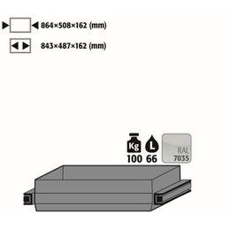 Auszugswanne Schwerlast f&uuml;r ASECOS Sicherheitsschr&auml;nke der Q30, Q90 und S90 Serie, Stahlblech, lichtgrau, B 864 x T 508 x H 162 mm, 66 l, bis 100 kg
