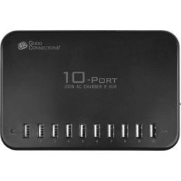 USB-Desktop-Schnellladestation Good Connections, 10er-Port mit 10 x USB-A, Leistung 120 W, schwarz