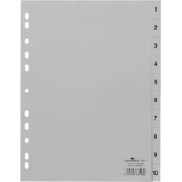 Durable Kunststoffregister, A4 hoch, Zahlen 1-10, grau