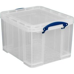 Transportbox Really Useful Box, Volumen 35 l, L 480 x B 390 x H 310 mm, stapelbar, mit Deckel & Klappgriffen, PP, transparent