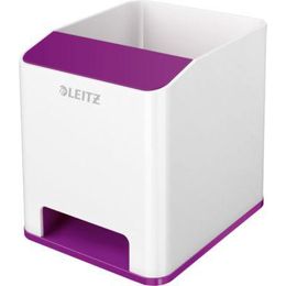 Stiftehalter Leitz WOW Sound, 1 Fach, Smartphone-Fach mit Soundverst&auml;rkung, wei&szlig;/violett