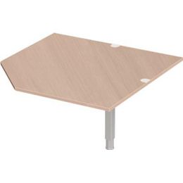 Systemwinkelplatte CAD ERGO-T 2.0, mit St&uuml;tzfu&szlig;, B 1200 x T 1200/800 x H 718-898 mm, Eiche-Dekor/anthrazit