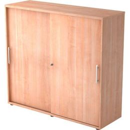 Schiebet&uuml;renschrank, 3 OH, B 1200 x T 400 x H 1100 mm, Nussbaum-Dekor