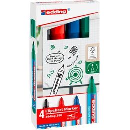 Edding 380 Flipchart-Marker, Rundspitze, farbsortiert, 4er Set