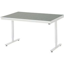 Rau Arbeitstisch Adlatus, elektrisch h&ouml;henverstellbar, 25 mm Spanplatte, Linoleumbelag, 150 kg, B 1500 x T 1000 x H 720-1120 mm, hellgRau/lichtgRau