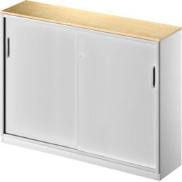 Sch&auml;fer Shop Sch&auml;fer Shop Genius Schiebet&uuml;renschrank TETRIS SOLID, 3 OH, Mitteltrennwand, B 1600 x T 413 x H 1170 mm, Ahorn/wei&szlig;alu