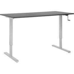 Schreibtisch Multiflex, manuell h&ouml;henverstellbar mit Kurbel, B 1600 x T 800 x H 700-1180 mm, graphit/wei&szlig;alu