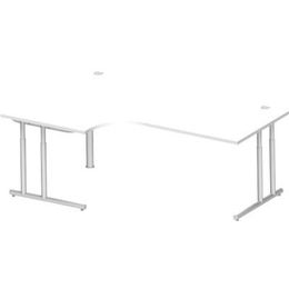 Sch&auml;fer Shop Sch&auml;fer Shop Select Winkelschreibtisch COMBITEC, 90&deg; Winkel links, C-Fu&szlig;, B 2000 x T 1200/800 x H 677-817 mm, wei&szlig;/wei&szlig;alu