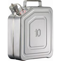Transportkanister, Edelstahl 1.4301, 10 l, B 130 x T 280 x H 380 mm, Schraubkappe mit flexibler Welle