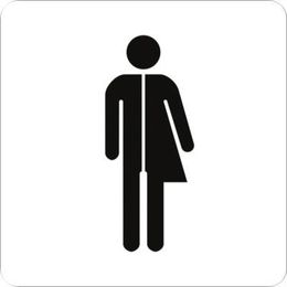 moedel Piktogramm Hinweisschild &bdquo;WC Unisex/Divers&ldquo;, selbstklebend, L 160 x B 160 mm, Folie, schwarz-wei&szlig;