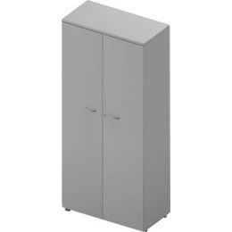 Schrank ARLON OFFICE, 5 Ordnerh&ouml;hen, abschlie&szlig;bar, B 900 x T 450 x H 2000 mm, lichtgrau/alu