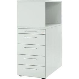 Sch&auml;fer Shop Sch&auml;fer Shop Genius Standcontainer mit Aufsatzregal, abschlie&szlig;bar, eckiger Griff, lichtgrau