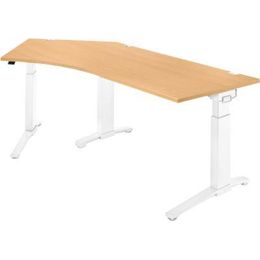 Sch&auml;fer Shop Sch&auml;fer Shop Genius Schreibtisch ERGOSTYLE S, 135&deg;, C-Fu&szlig; Gestell, Ansatz links, manuell h&ouml;henverstellbar, melaminharzbeschichtet, B 2165 x T 800 x H 675-895 mm, Buche/wei&szlig;