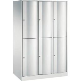 C+P Garderobenspind Resisto, 3 Abteile, 6 F&auml;cher, B 1148 x T 640 x H 1950 mm, Lichtgrau/Lichtgrau
