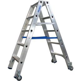 Krause Alu-Stufendoppelleiter mit Rollen, 10 Stufen