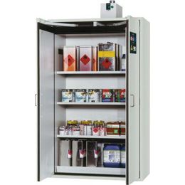 Sicherheitsschrank Typ 90 ASECOS S-CLASSIC-90, Fl&uuml;gelt&uuml;ren mit T&uuml;rfeststellanlage, B 1196 x T 616 x H 1968 mm, lichtgrau RAL 7035