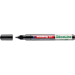 Lackmarker Edding 51 EcoLine, Schreibfarbe Schwarz, Rundspitze, Strichst&auml;rke 1-2 mm, mit Kappe, wasserbasiert, nachf&uuml;llbar, 10 St&uuml;ck