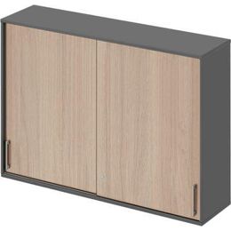 Sch&auml;fer Shop Sch&auml;fer Shop Genius Aufsatz-Schiebet&uuml;renschrank TETRIS WOOD, 3 OH, B 1600 mm, graphit/Eiche