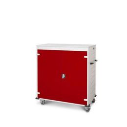 Laptopwagen mit Ladefunktion, 2-Punkt-Verriegelung, Feststellbremse, 30 F&auml;cher, B 1310 x T 500 x H 1250, weinrot