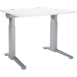 Sch&auml;fer Shop Sch&auml;fer Shop Genius Schreibtisch ERGOSTYLE S, manuell h&ouml;henverstellbar, Rechteck, C-Fu&szlig;, B 1200 x T 800 x H 675-895 mm, wei&szlig;/wei&szlig;aluminium