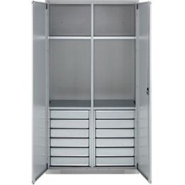 Sch&auml;fer Shop Sch&auml;fer Shop Genius Materialschrank FS, 5 OH, abschlie&szlig;bar, 4 Fachb&ouml;den/12 Sch&uuml;be, bis 450 kg, B 1055 x T 520 x H 1950 mm, Stahl, wei&szlig;alu/wei&szlig;alu