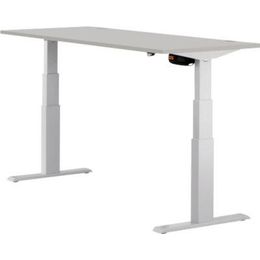 Sch&auml;fer Shop Sch&auml;fer Shop Select Schreibtisch ERGO-T, elektrisch h&ouml;henverstellbar, Rechteck, T-Fu&szlig;, B 1600 x T 800 x H 640-1300 mm, lichtgrau/wei&szlig;aluminium