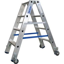 Krause Alu-Stufendoppelleiter mit Rollen, 8 Stufen